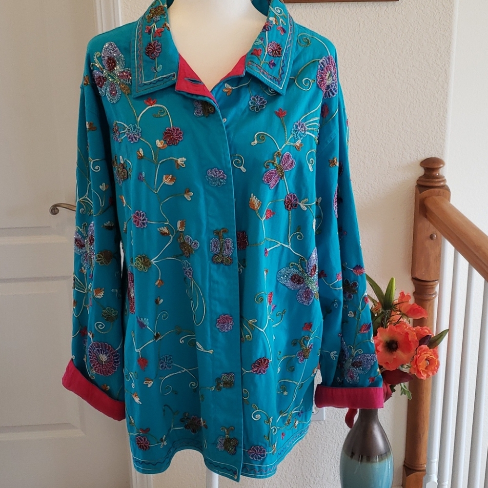 Quaker Factory Embroidery And Beaded Jacket - Gem
